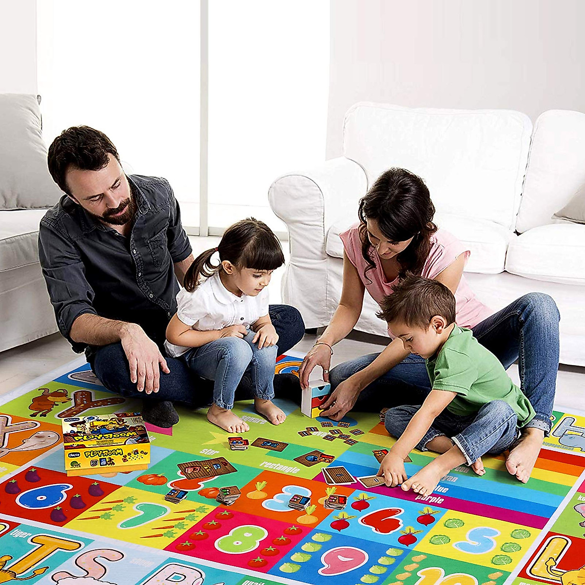 Kids Educational Rug Playtime Collection ABC, Numbers and Shapes Learning Carpet Kids Play Rug Mat Playmat for Playroom Bedroom, 55.1 x 43.3 inch