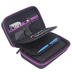 Jun Xuan New 3DS XL and 2DS XL Carrying Case - Fits Wall Charger - 16 Game Card Storage Holders, Hard Shell and Accessories Pocket - Black/Purple