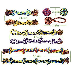 Large Dog Chew Toys, Tough Dog Toys for Aggressive Chewers Large Breed,Heavy Duty Dental Dog Rope Toys Kit for Medium Dogs,5 Knots Indestructible Dog Toys, Cotton Puppy Teething Chew Tug Toy Set of 9