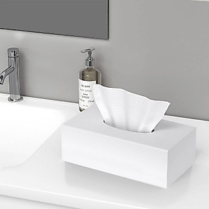 HBlife Acrylic Tissue Box Cover & Holder with Magnetic Bottom, Multi-Functional Dryer Sheet & Mask Organizer for Bathroom, Car, Office - White Rectangle, 9.84 x 5.02 x 3.54 Inches