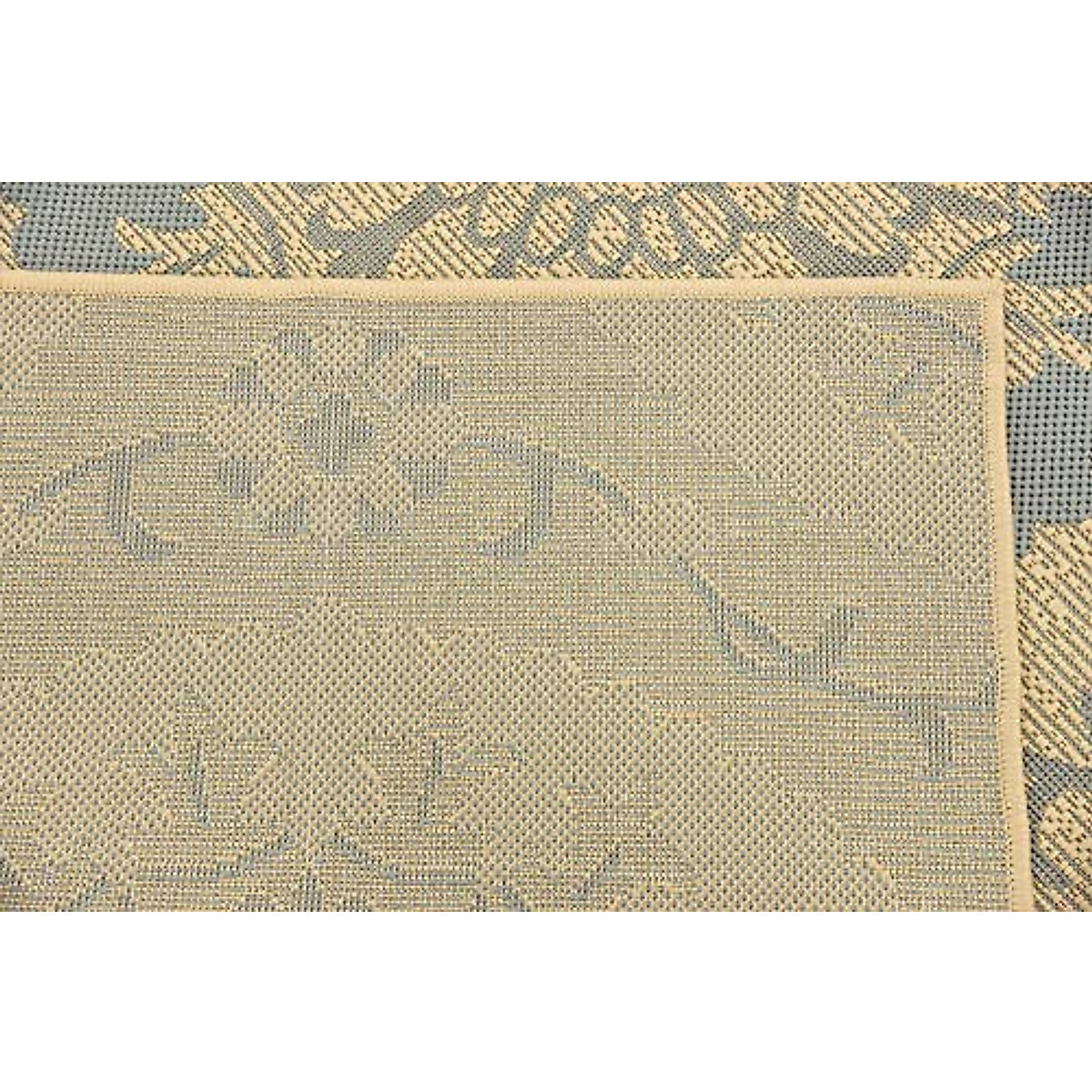 Unique Loom Outdoor Botanical Collection Area Rug - Medallion (5' 3" x 8' Rectangle, Aqua/ Beige)