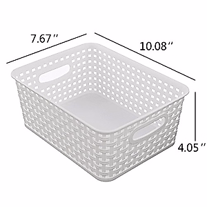 Lesbin White Plastic Weave Baskets, 4-Pack