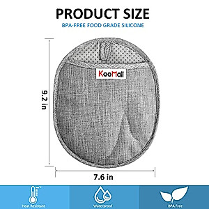 Easy Wear & Off, KooMall Silicone Pot Holders Set, Multi-Purpose Hot Pads for Kitchen, Trivets Potholders Oven Mitts for Baking Cooking Hot Dishes Pans, Anti-slip Lining & Both Sides Heat Safety, Gray