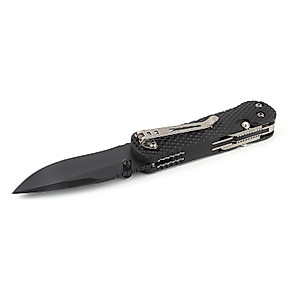 Sanrenmu Knives 7045 Pocket Folding Knife EDC Knife Multitool Bottle Opener 12C27 Blade (Black)