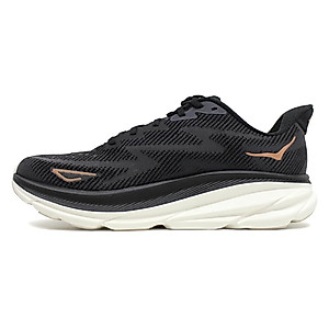 Hoka Women's Clifton 9 Sneaker, Black/Rose Gold, 8.5