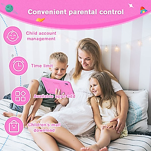 TOSCiDO 10 inch Kids Tablet, Tablet for Kids, Android 11, 32GB ROM, Quad Core Processor, 1280 * 800 IPS HD Display, Parental Control, WiFi, Dual Cameras with T201 Kids Tablet Case - Pink