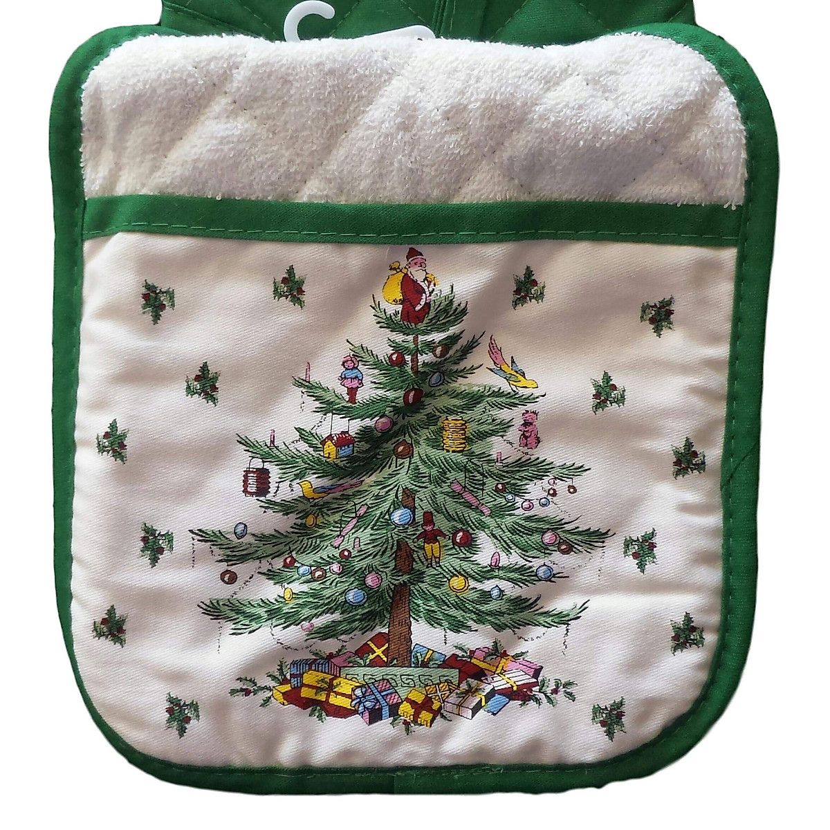 Spode Christmas Tree 2-pc Kitchen Gift Set: Oven Mitt & Square Pot Holder