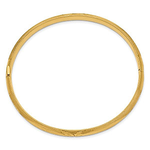 IceCarats 14K Yellow Gold 6.35mm Florentine Hinged Bangle Bracelet