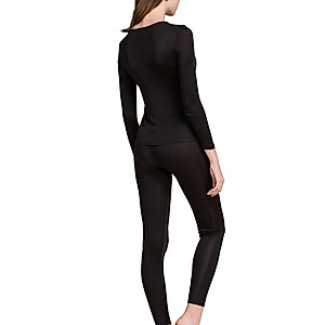 Grenasasilk Womens Silk Long Underwear Mulberry Silk Long Johns Silk Thermal Underwear Sets Cold Weather Base Layer (M, Black)