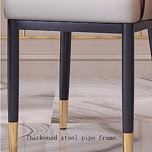 Modern Kitchen Dining Chairs PU Leather Living Room Accent Arm Chairs with Carbon Steel Metal Legs for Home Commercial Restaurants(Orange Coffee)