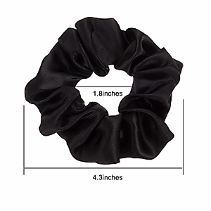 10 Pieces Satin Scrunchies Hair Ties Silky Small Elastic Hair Bobbles Ponytail Holders Curly Accessories for Women Girls Kids Adults(Black)