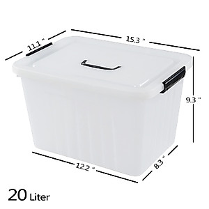 Ggbin 6 Pack Latching Storage Box, 20l Container Bin with Handle, Clear Plastic Storage Tote