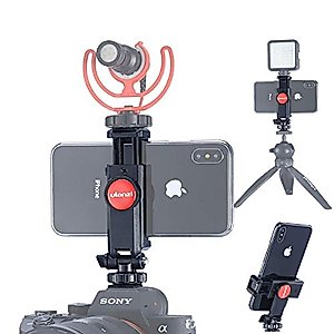 ST-06 Camera Hot Shoe Phone Tripod Mount Adapter 360 Rotation Phone Holder with Cold Shoe for Mic Light Stand Compatible with Canon Nikon Sony DSLR for DJI Ronin SC Gimbal Stabilizer