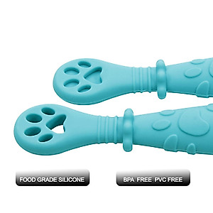 PandaEar Baby Spoon Set (4 Pack)|BPA Free Stage One Silicone Self Feeding Utensil| Baby Led Weaning|Teething Friendly|Kids Toddlers 3-36 Months+