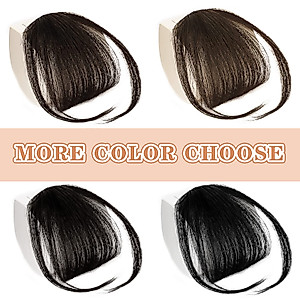 MORICA Clip in Bangs for Women 100% Human Hair Extensions Wispy Bangs Fringe with Temples Hairpieces Air Bangs Flat Bangs Clip Curved Bangs for Daily Wear
