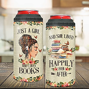 winorax Book Lovers Gifts Just A Girl Who Loves Books Tumbler Can Cooler 4-in-1 Stainless Steel 16oz Travel Cups Birthday Christmas Gifts for Women Girls Friends Book Lovers