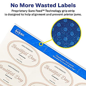 Avery Printable Blank Oval Labels, 1.5"x 2.5", White Dissolvable, 90 Customizable Labels (4223)