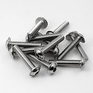 M8-1.25 x 20mm Flanged Button Head Socket Cap Screws, Stainless Steel 304, Allen Socket Drive,Full Thread, Machine Thread,Quantity 10
