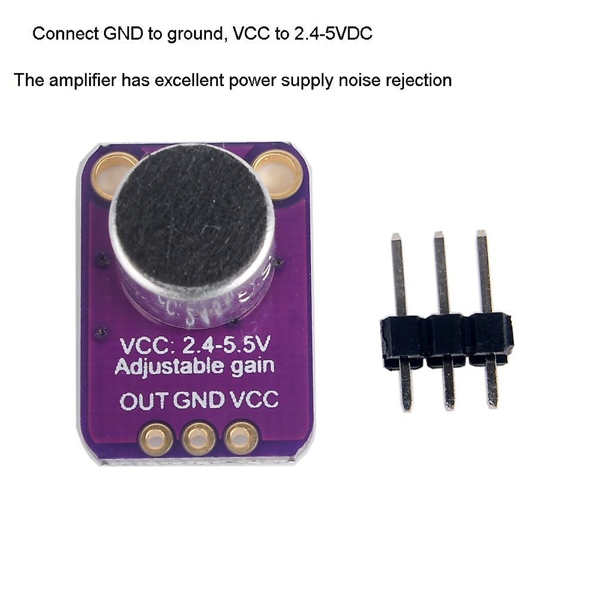 HiLetgo 2pcs Electret Microphone Amplifier MAX4466 Module Adjustable Gain Blue Breakout Board for Arduino