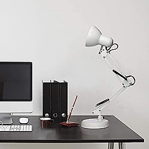 Gupuzm Led Desk Lamp with Clamp - Swing Arm Desk Lamp with 1 LED Cold Light Bulbs 6500K - Folding Table Lamp，Used for Office, Work, Study, Dormitory Reading and Eye Protection Desk Lamp (White-01)