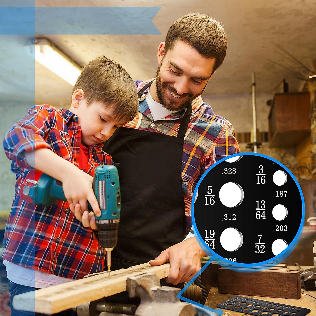 2 Pieces 24 Fractional Drill Bit Size Gauge Drill Bit Gauge Stainless Steel Drill Gauge 29 Holes Metal Drill Size Gauge Tool for 1/16 Inch to 1/2 Inch Size Bits Measurement (Black)