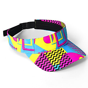 Cindeer 80s Neon Sports Visor Sun Hat for Women Men Neon Visor Retro Adjustable Nylon Cap for 80s 90s Party Golf Sports (Vintage)