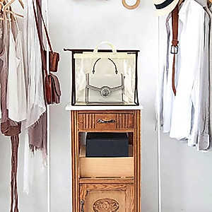 Handbag Storage Organizer 2 Pack Dust Cover Bag Transparent Anti-dust Storage Purse Organizer for Closet and Wall Shelf, with Zipper and Handle Space-saving Storage Handbag Organizer (Beige)