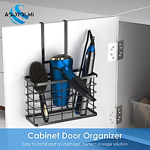 Hair Tool Organizer, Dryer Holder, 3 in 1 Blow Bathroom Organizer Wall Mounted/Cabinet Door for Flat Iron, Curling Straightener, Care & Styling Tools Storage Basket