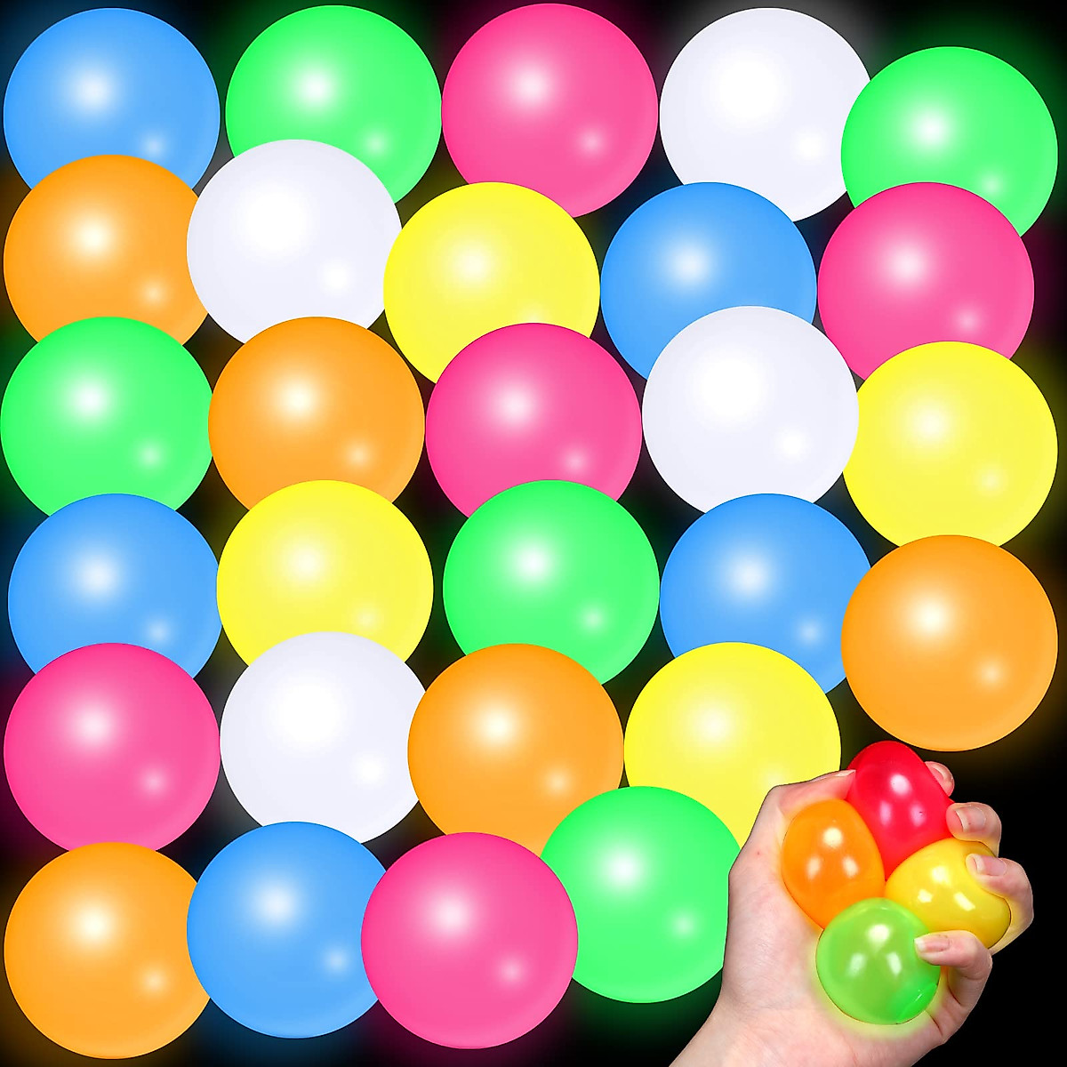 Chivao 28 Pieces Sticky Ceiling Balls Glowing Stress Balls Glow in The Dark Luminous Sticky Glow Balls Fidget Light up Sticky Ball Sensory Ceiling Globes Balls for Relax
