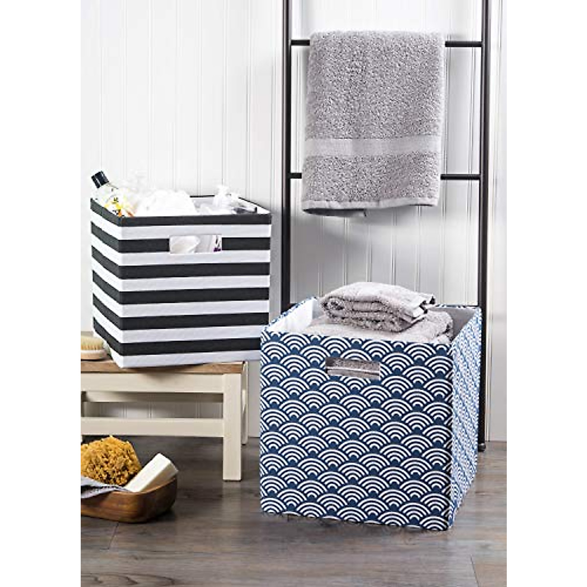 DII Polyester Cube Storage Collection Collapsible Hard Sided Bin, 13x13x13, Black