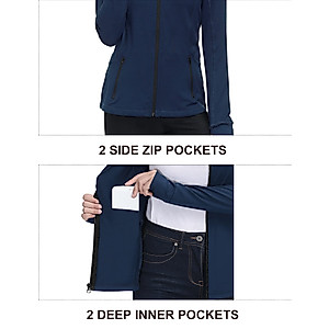Dolcevida Womens Sports Jackets Zip Up Workout Yoga Jacket with Pockets