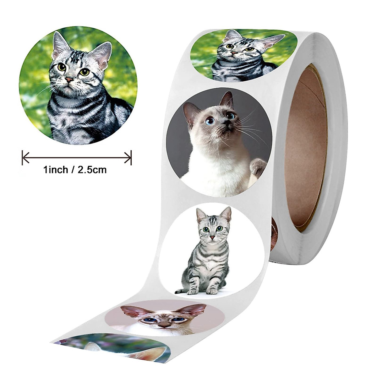 1000 Pieces Mini Cute Cat Stickers for Kids Reward Stickers Sealing Stickers in 16 Designs (1 Inch Diameter)