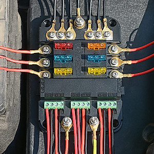 BlueFire 12V Fuse Block, Upgraded 6 Circuit Fuse Box with Acc Interface,Fuse Holder with LED Light Indication & Protection Cover for Car Boat Marine Truck Vehicle SUV Yacht RV(6 Way- A)