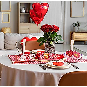 3 Valentines Day Wooden Table Decorations Valentine Centerpiece Pink Heart Love Tabletop Sign Valentine's Gift & Romantic Party Decor for Fireplace Mantle Shelf Office Desk Dining Room Kitchen & Home