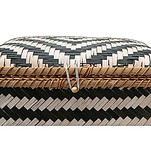 Creative Co-Op Hand-Woven Bamboo Boxes with Lids & Closures, Black & White, Set of 2 Container, 2