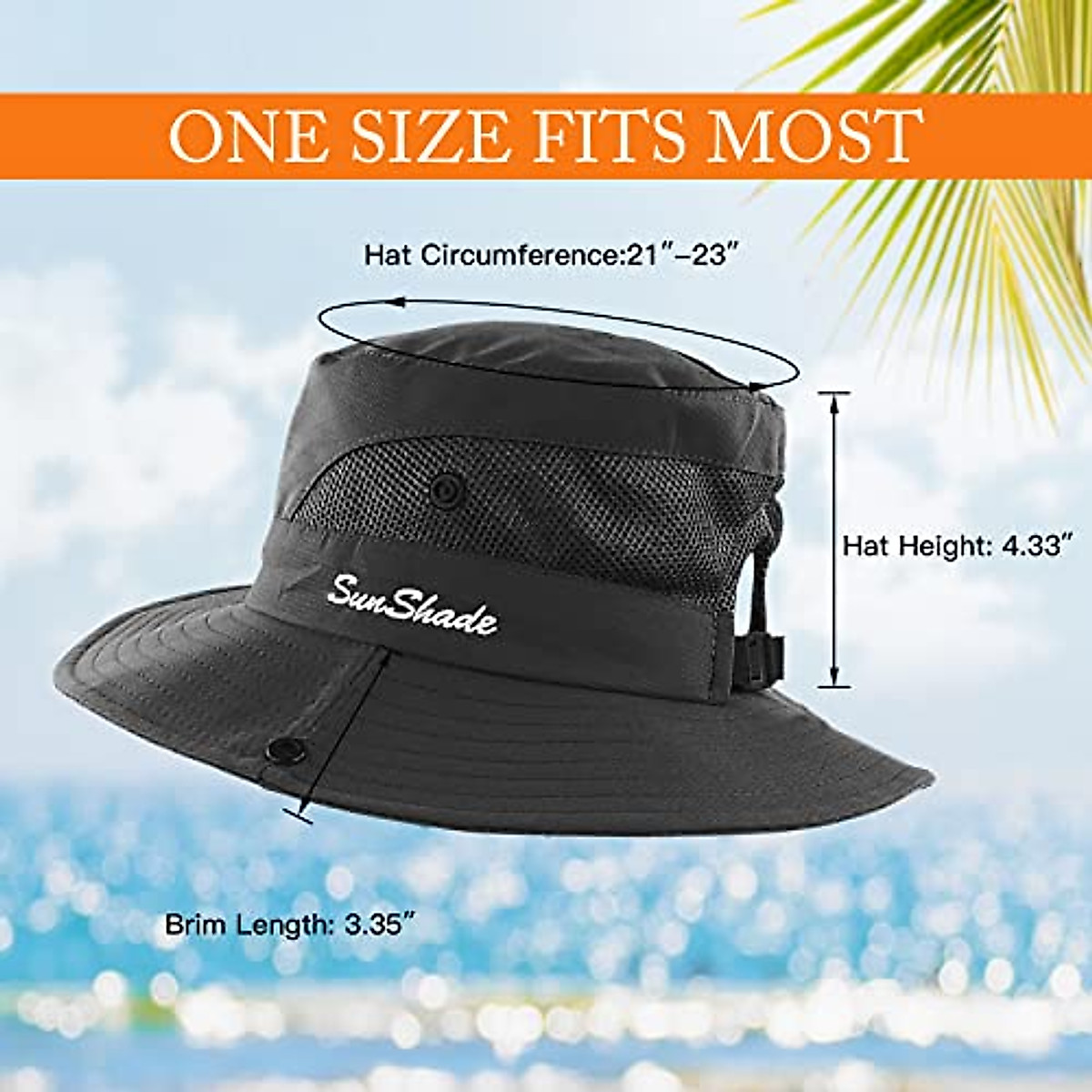 Sun Hats for Women Beach Hat Womens Sun Hat Ponytail Hat Sun Hat with Ponytail Hole for Women Black