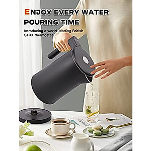 JOYHILL Electric Kettle Temperature Control,6 Variable Temperature Tea Kettle, Stainless Steel Interior 12 Hours Keep Warm,1500W Hot Water Boiler with STRIX Thermostat and Boil-Dry Protection,Black