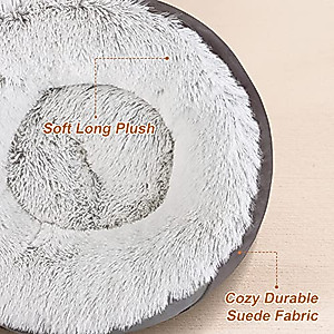 JOEJOY Small Dog Bed & Cat Bed, Anti-Anxiety Puppy Cuddler, Cozy Soft Round Fluffy Plush Pet Bed, Machine Washable, Anti-Slip Bottom (20", Grey)