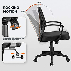 Yaheetech Office Chair Computer Desk Chair Swivel Ergonomic Chair Rolling Executive Office Chair with Wheels and Lumbar Support for Home Office and Study, Black