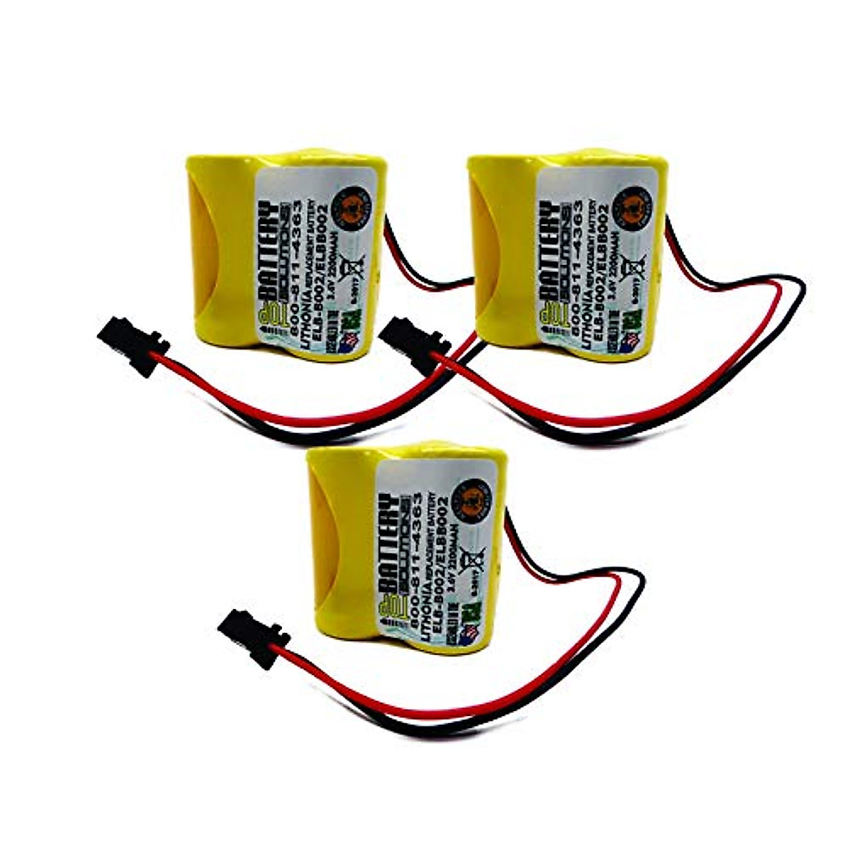 3pc Replacement Litonia ELB-B002 Battery Emergency Light 3.6v 2.2Ah NiCD ELBB002
