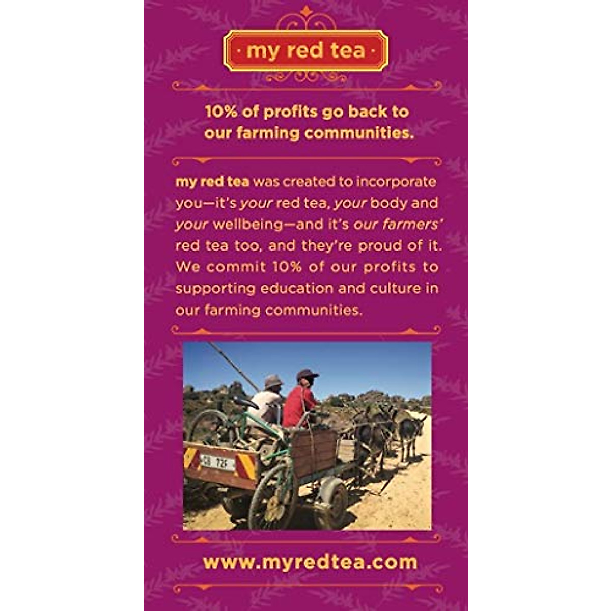 Rooibos Tea, USDA Certified Organic Tea, MY RED TEA. Tagless South African, 100% Pure, Single Origin, Natural, Farmer Friendly, GMO and Caffeine Free (80)