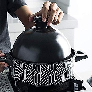 MYYINGBIN 1.3 Liter Moroccan Tagine Slow Cooker Clay Casserole Suitable for Electric Steamer Oven Dishwasher Disinfection Cabinet Microwave Oven Open Flame