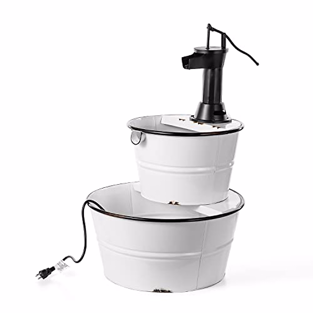 glitzhome Metal Tiered Water Fountain with Pump Garden Tools Waterfall Fountain for Outdoor Patio Garden Backyard Decking Décor White 31.5" H