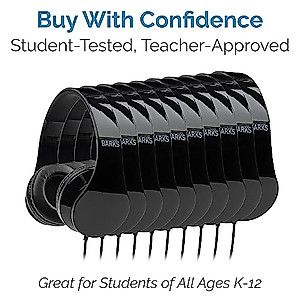 Bulk Headphones for Classroom (10 Pack) - Premier On-Ear Kids Headphones for School: Best for Students K-12 in Schools (Upgraded Model, Durable Design, Noise Reducing, Comfortable Fit, Easy to Clean)