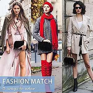 2 Pcs Feather Purse Clutch Ostrich Feather Evening Bag Rhinestone Purse Clutch Evening Bags for Wedding Anniversary Party (Black, Silver)