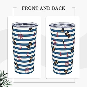 Yaxongx 20oz Tumbler Dogs Navy Double Wall Vacuum Insulated Coffee Mug with Lid and Metal Straw Brush Reusable Stainless Steel Water Bottle Travel Cup Gifts for Car Ice Drinks Hot Beverage