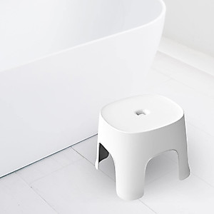 Gazechimp Bathroom Stool Shower Bench Non Slip Comfortable Stable Portable Toliet Stool for Bathroom Living Room Apartment Bedside Bedroom, White