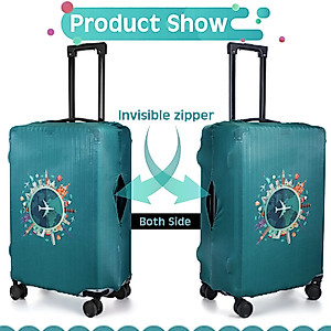 Sherr 3 Pieces Travel Luggage Cover Suitcase Protector Anti Scratch Suitcase Washable Baggage Covers(Travel Theme,S/Medium/L)