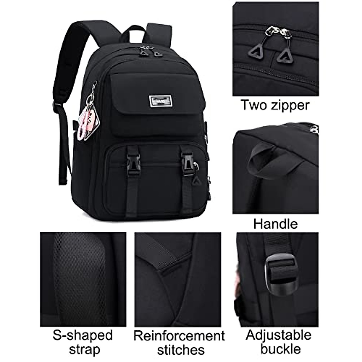 JiaYou Teen Girls Casual Backpack High Middle School Daypack Women Daily Travel Laptop Bag(2# Purple,35 Liters)