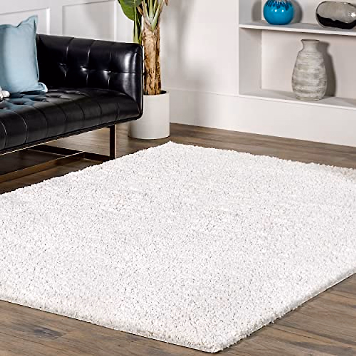 nuLOOM Marleen Contemporary Shag Runner Rug, 2' 6" x 6', White